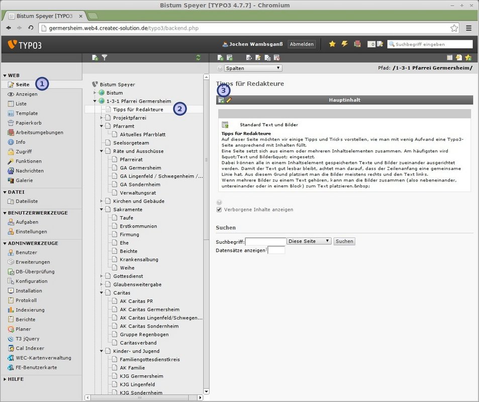 Tipps für Online-Redakteure im Typo3 | Katholische Erwachsenenbildung